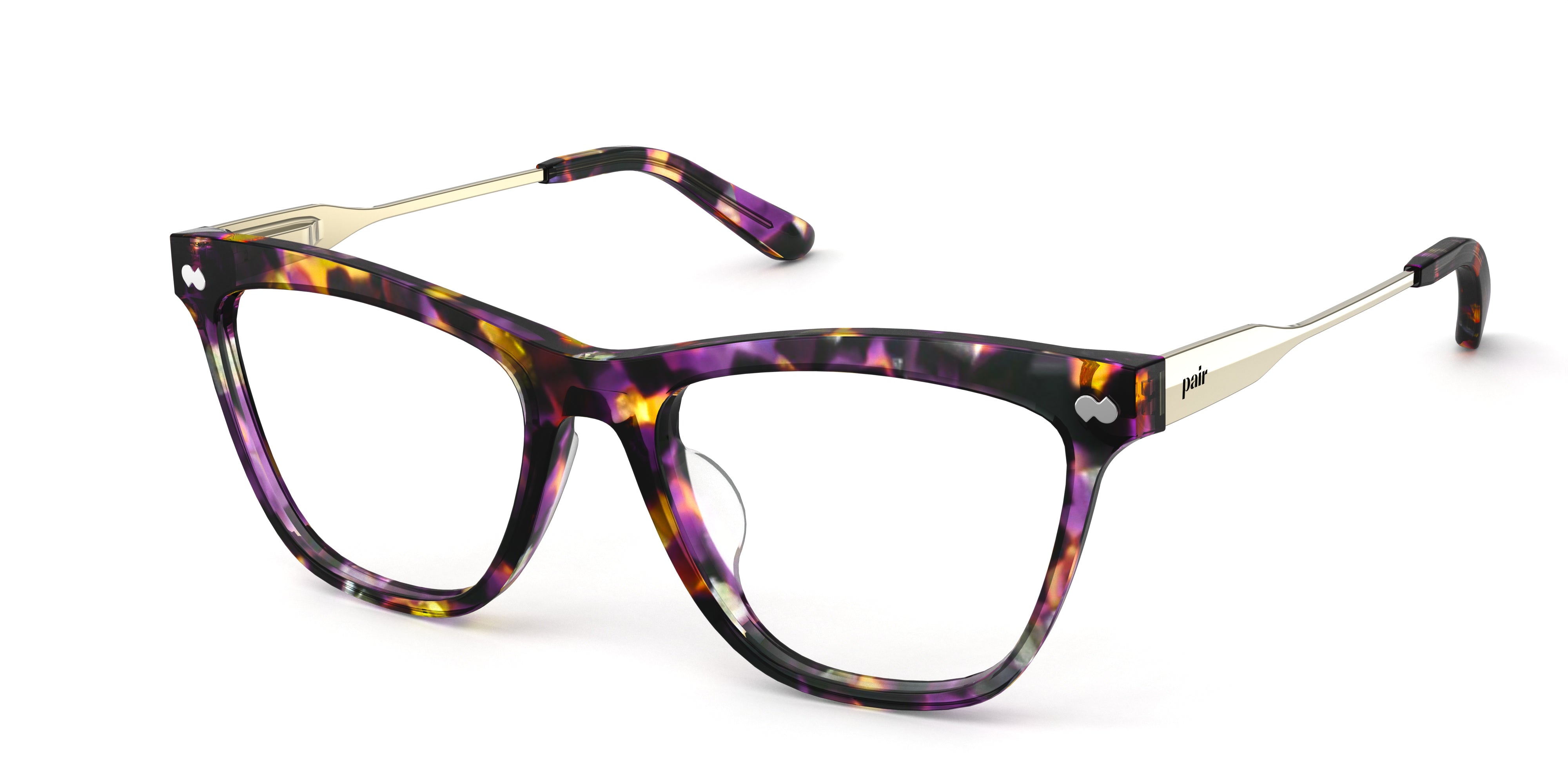 The Harper - Purple Confetti Tortoise Acetate Gold Metal – Pair Eyewear