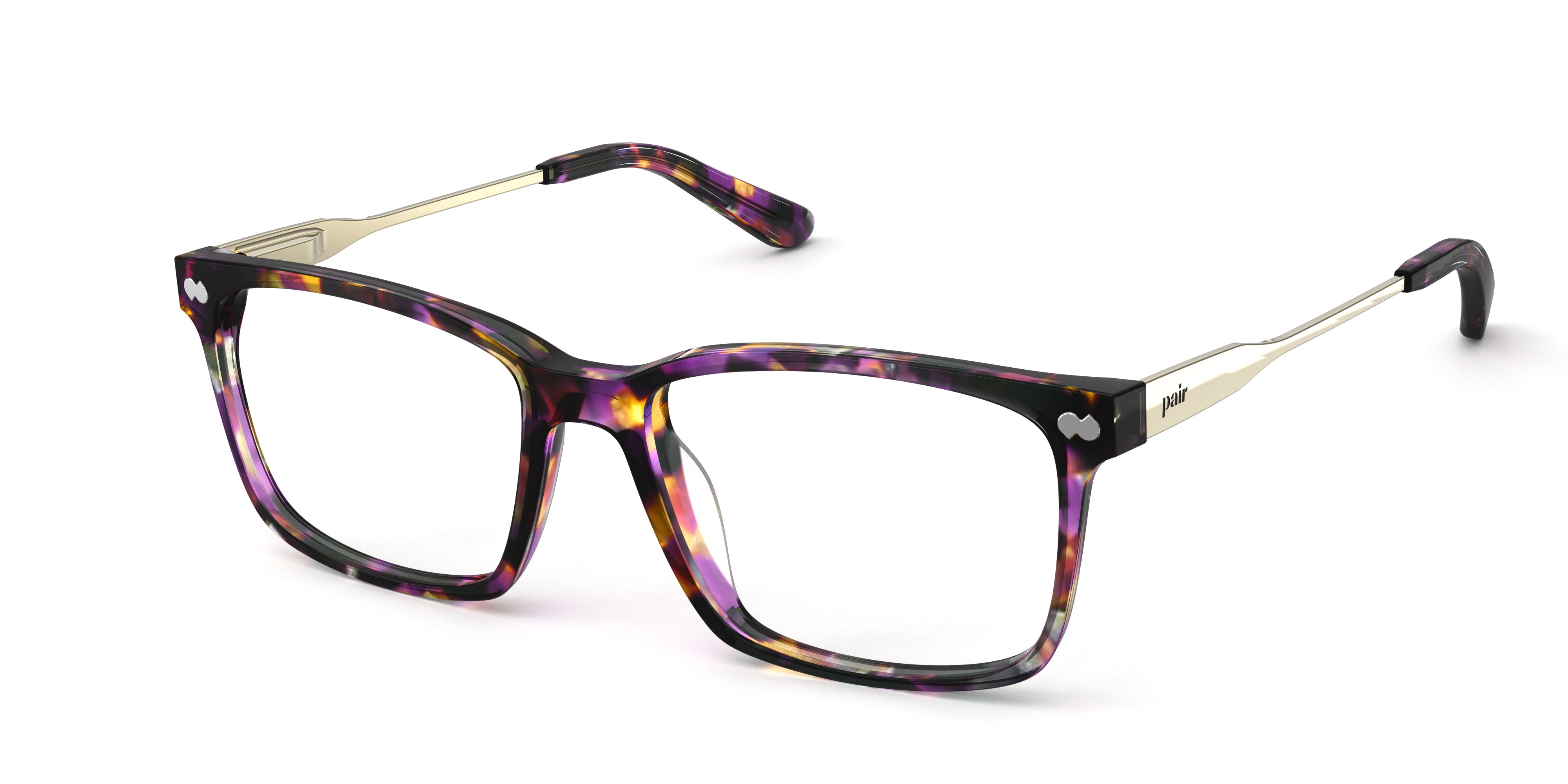 The Kirby - Purple Confetti Tortoise Acetate Gold Metal – Pair Eyewear